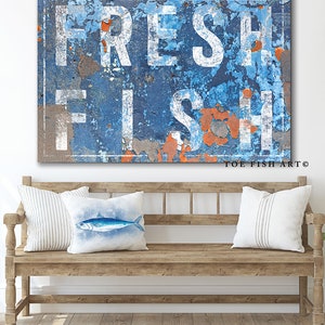 Coastal Decor Beach House Sign Ocean Wall Decor Fresh Fish Market Sign ...
