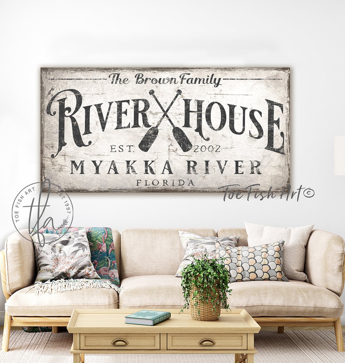 Custom River House Sign Modern Farmhouse Wall Decor Family - Etsy