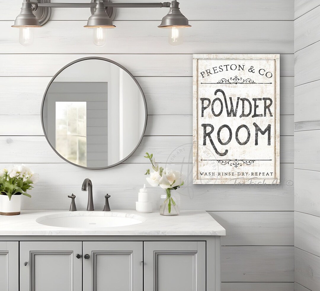 PERSONALIZED Custom Powder Room Sign Bathroom Family Name and Co Sign ...