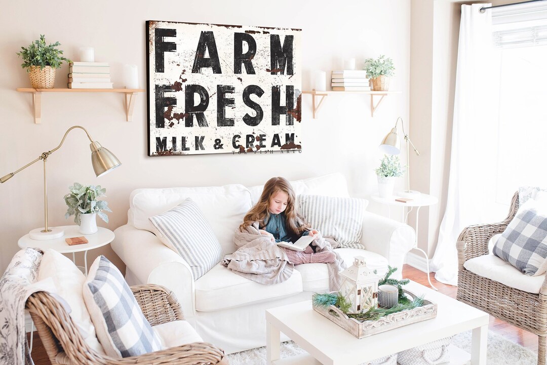 Modern Farmhouse Wall Decor Farm Fresh Milk & Cream Sign Rustic Chic ...