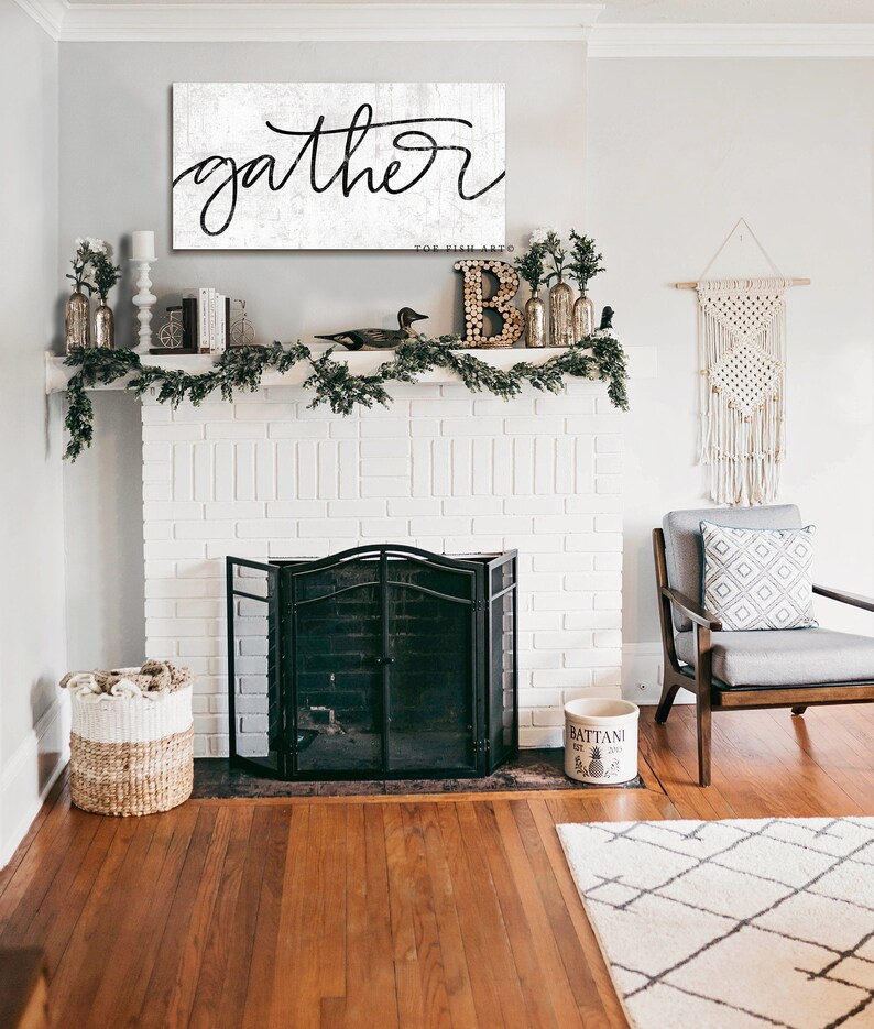 Gather Sign Dining Room Wall Art Rustic Farmhouse Decor Living - Etsy