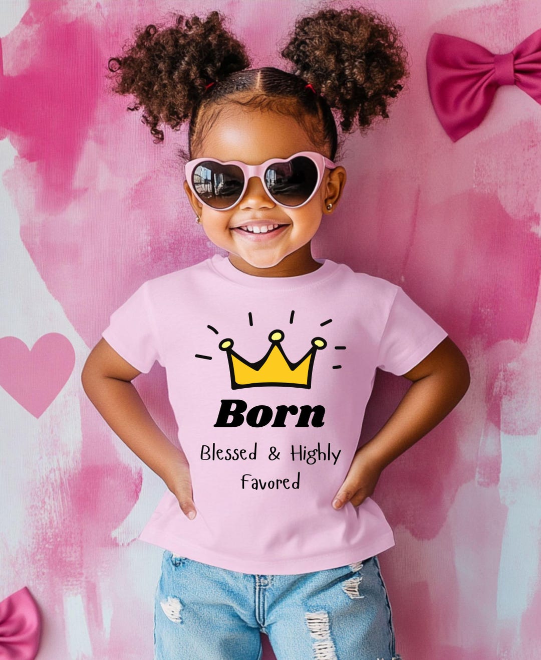 Born Blessed & Highly Favored Kids Shirt, Christian Youth Shirt, Faith ...