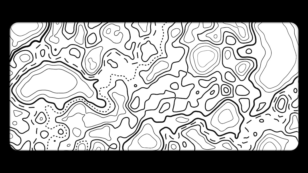White and Black Topographic Mouse Pad - Etsy