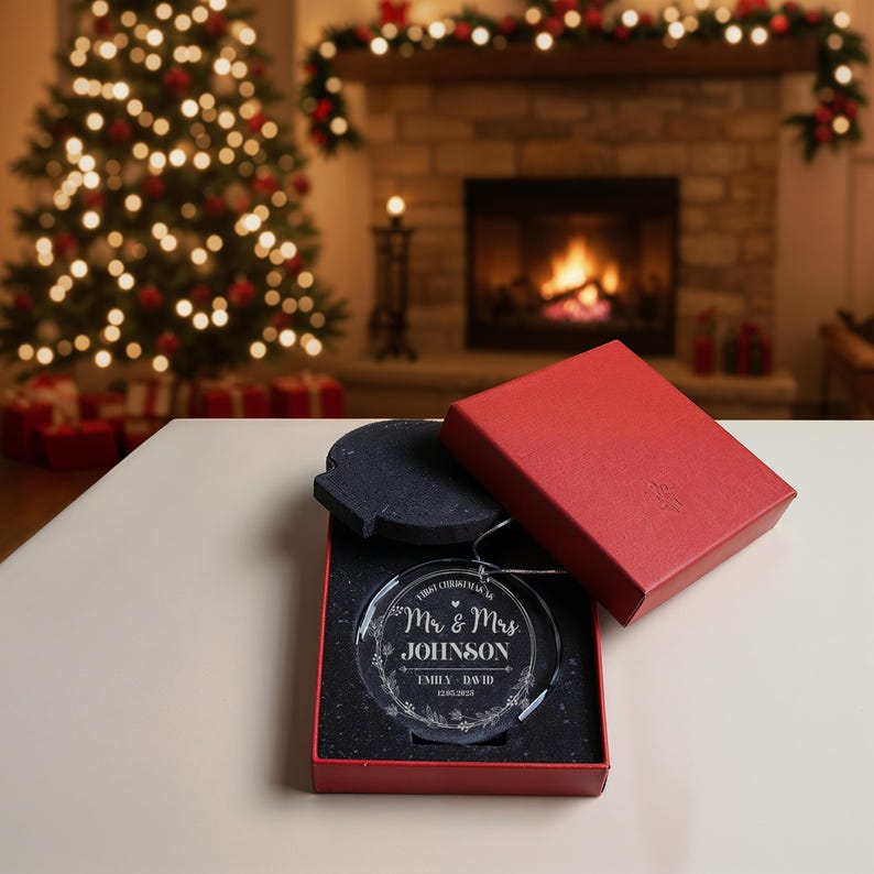 Customizable First Christmas as Mr & Mrs Ornament, Engraved Newlyweds ...