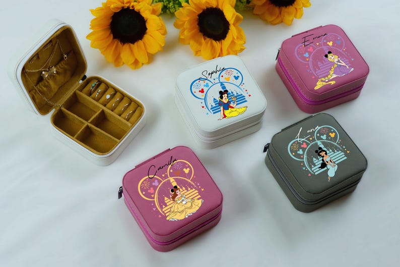 Personalized Princess Vegan Leather Jewelry Box, Custom Travel Jewelry ...