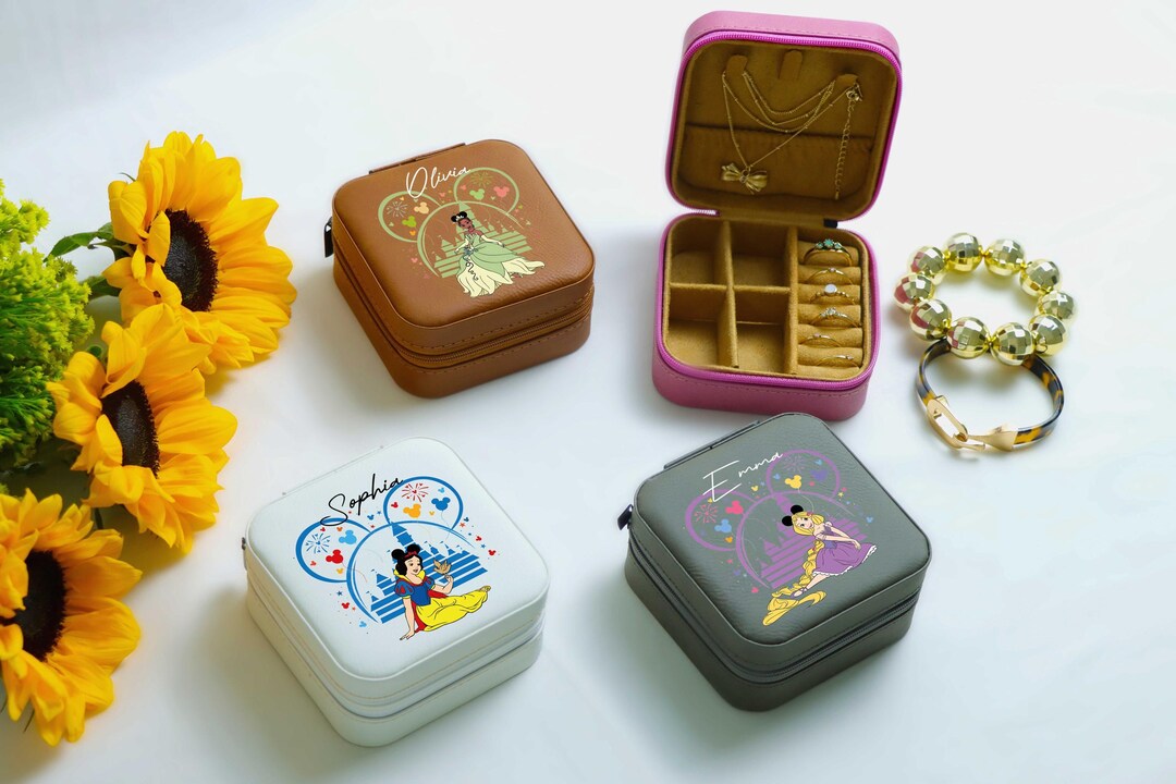 Personalized Princess Vegan Leather Jewelry Box, Custom Travel Jewelry ...