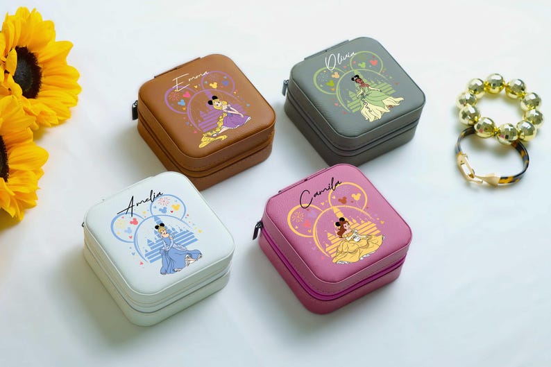 Personalized Princess Vegan Leather Jewelry Box, Custom Travel Jewelry ...