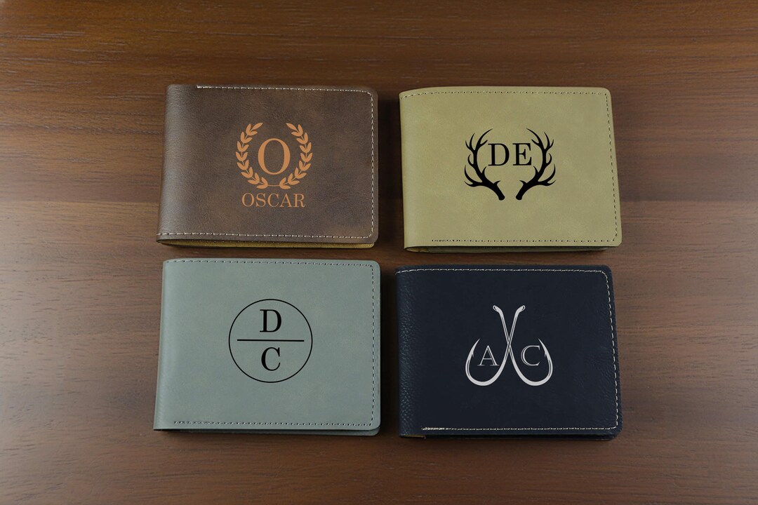 Customizable Monogrammed Bifold Men Wallet, Personalized Unique Dad ...