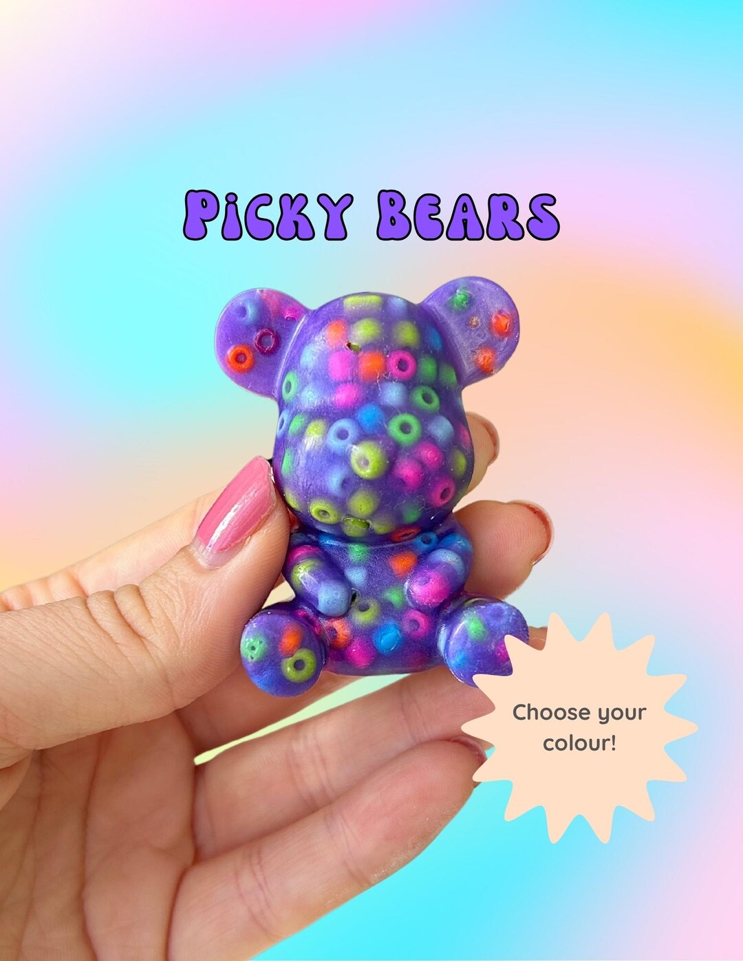 Picky Bear Fidget Toy: Sensory Bead Picker, Anxiety Relief, Picky Pad ...