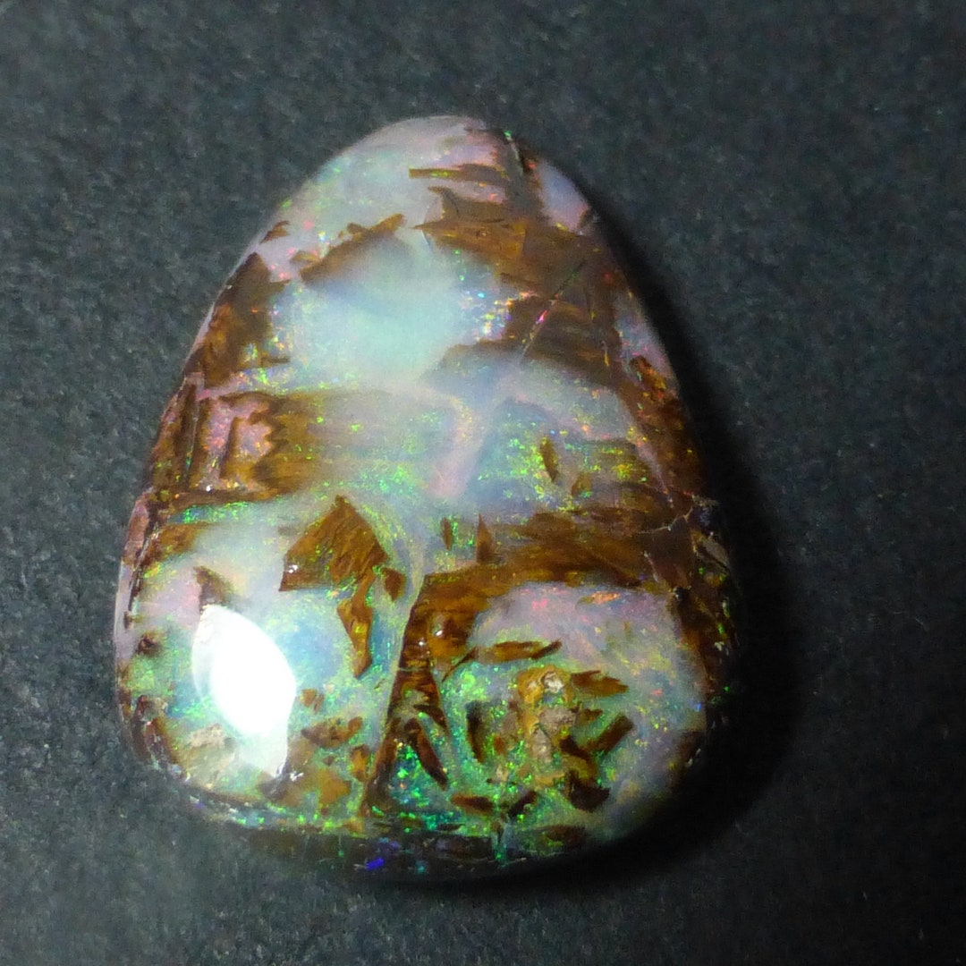 16.5 X 12.3 X 4mm 5.3 Cts Australian Boulder Opal Video Wood Fossil ...