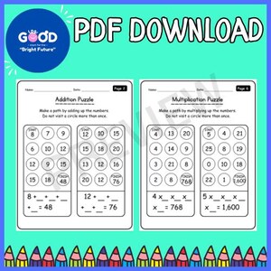 Math Addition, Subtraction, Multiplication Worksheets, Math Mixed ...