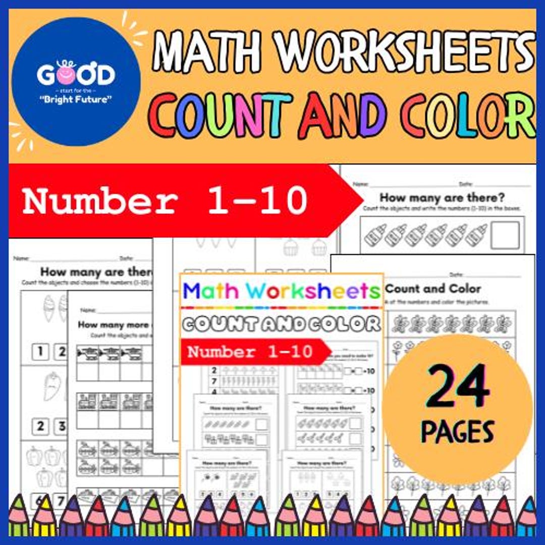 Number 1 to 10 Counting Practice Worksheets, Kindergarten Math ...