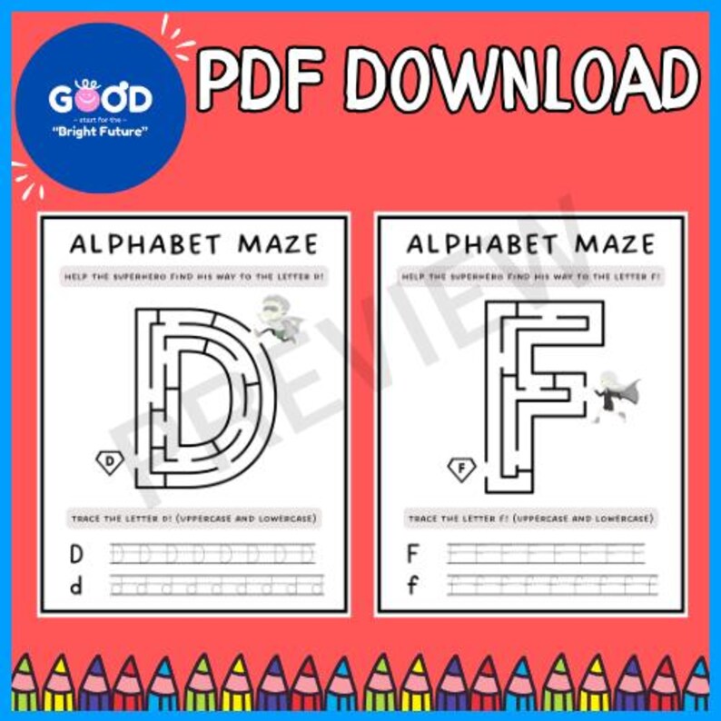 Letter Maze Tracing Worksheets: A-Z Alphabet, Uppercase & Lowercase ...