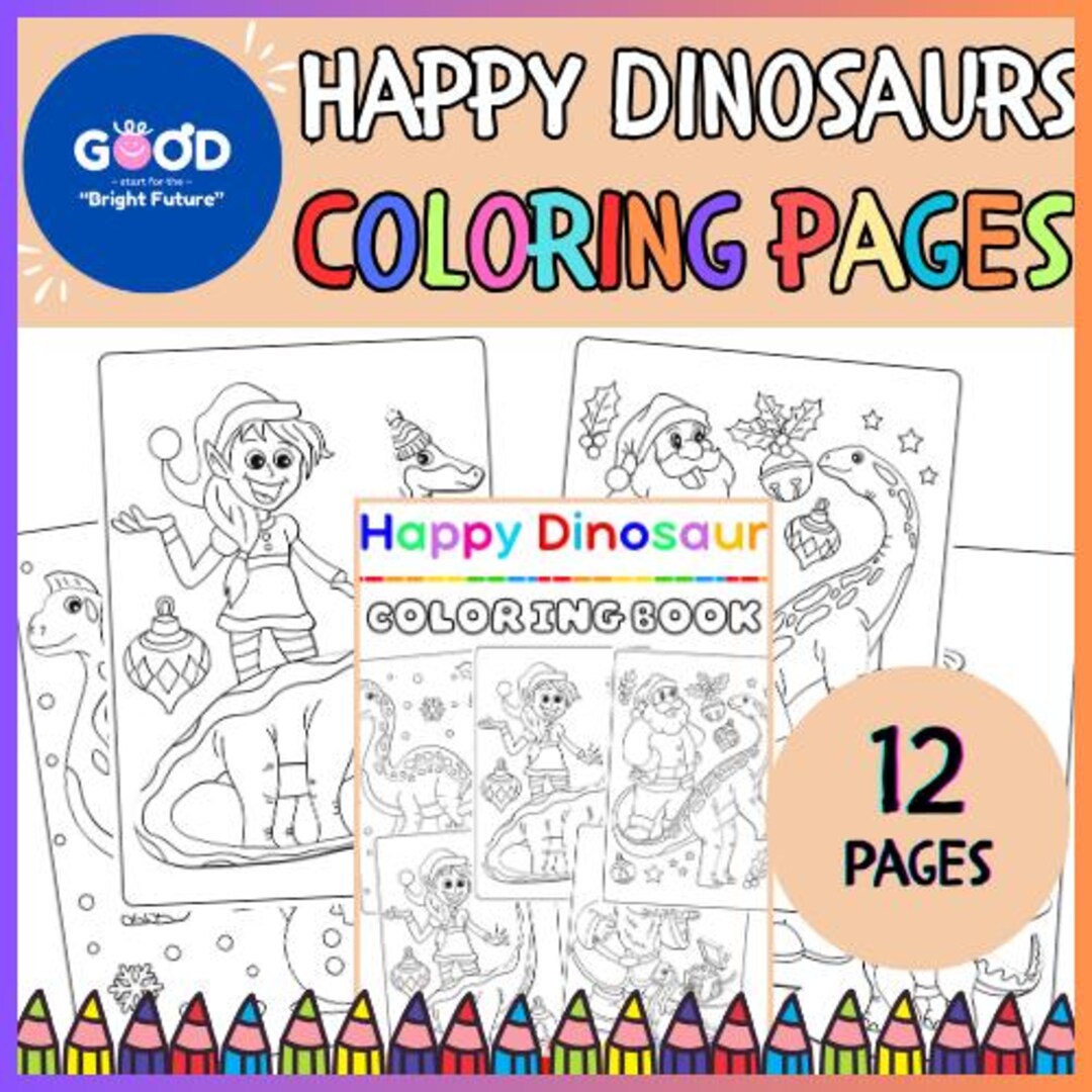 Happy Dinosaur Coloring Pages, Jurassic Coloring Sheets, Coloring Book ...