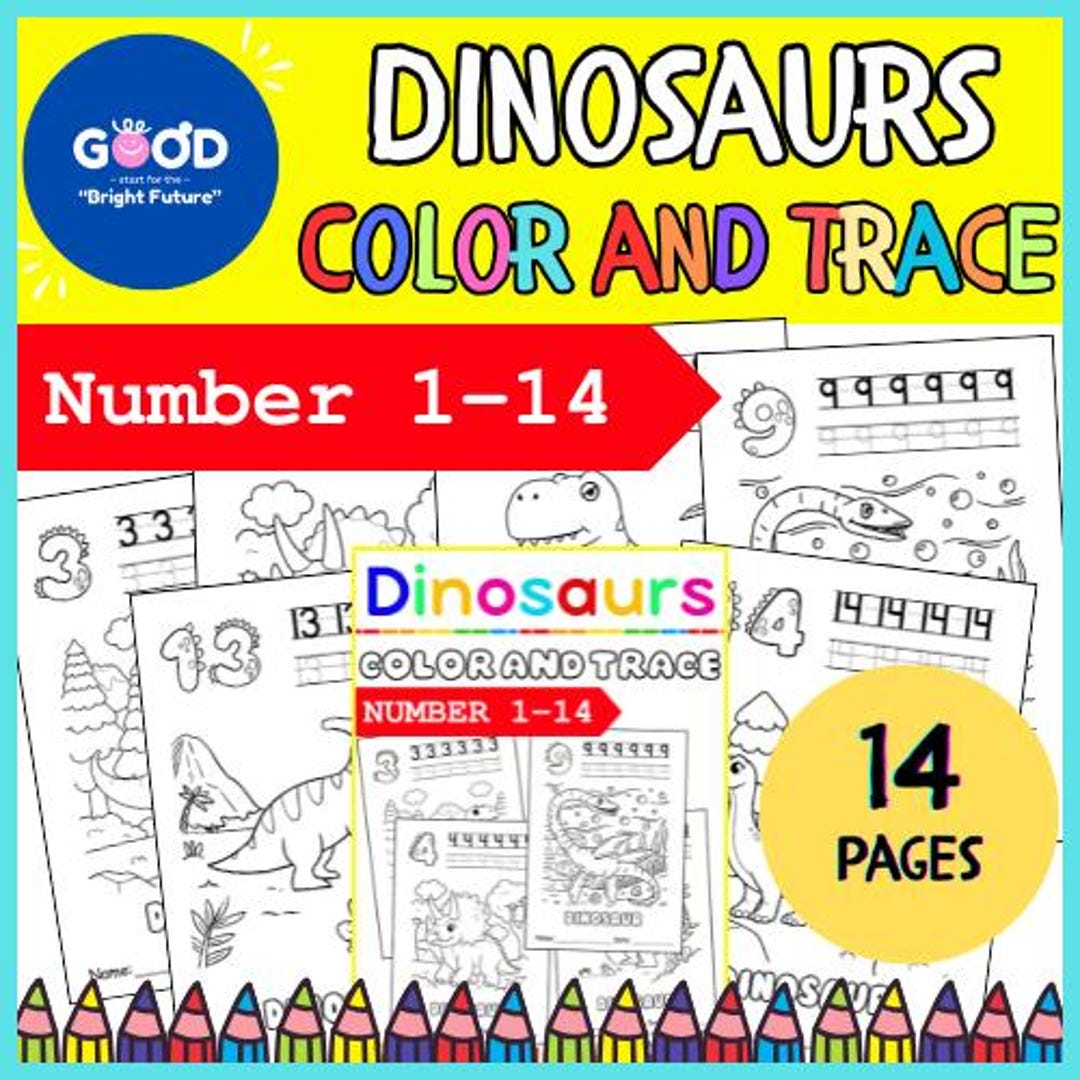 Dinosaurs Coloring Pages, Number Tracing, Counting Number Worksheets ...