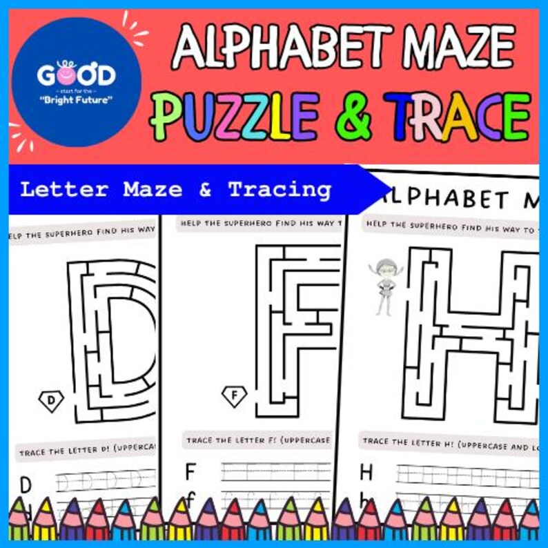 Letter Maze Tracing Worksheets: A-Z Alphabet, Uppercase & Lowercase ...