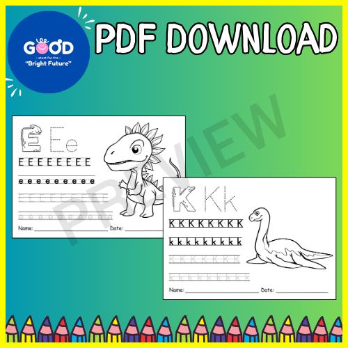 Dinosaur Coloring Pages A-Z: Alphabet Tracing Worksheets (PDF) - Etsy