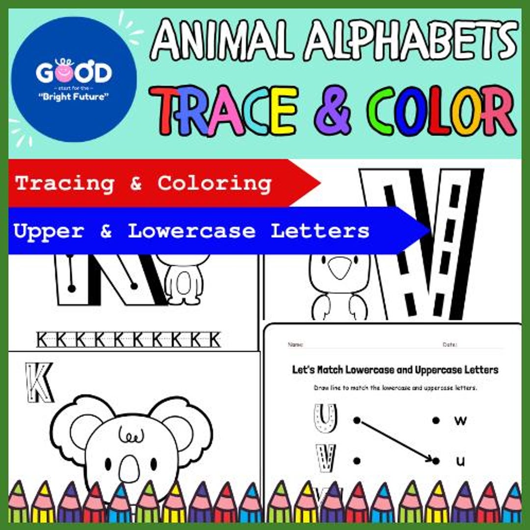 Animal Alphabet Tracing Worksheets: A-Z Coloring Pages (PDF) - Etsy