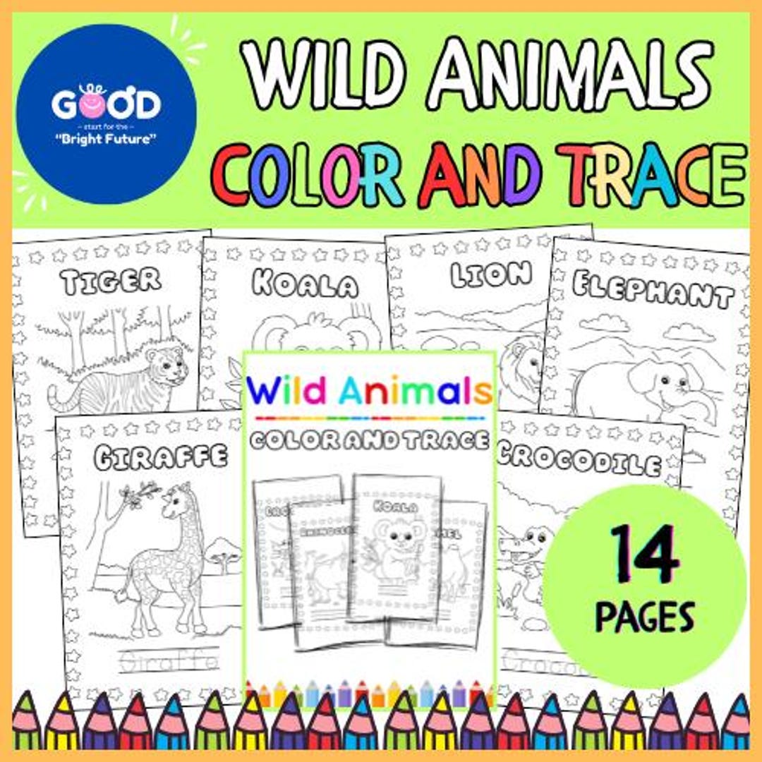 Wild Animals Coloring Pages: Alphabet Tracing Worksheets (PDF) - Etsy