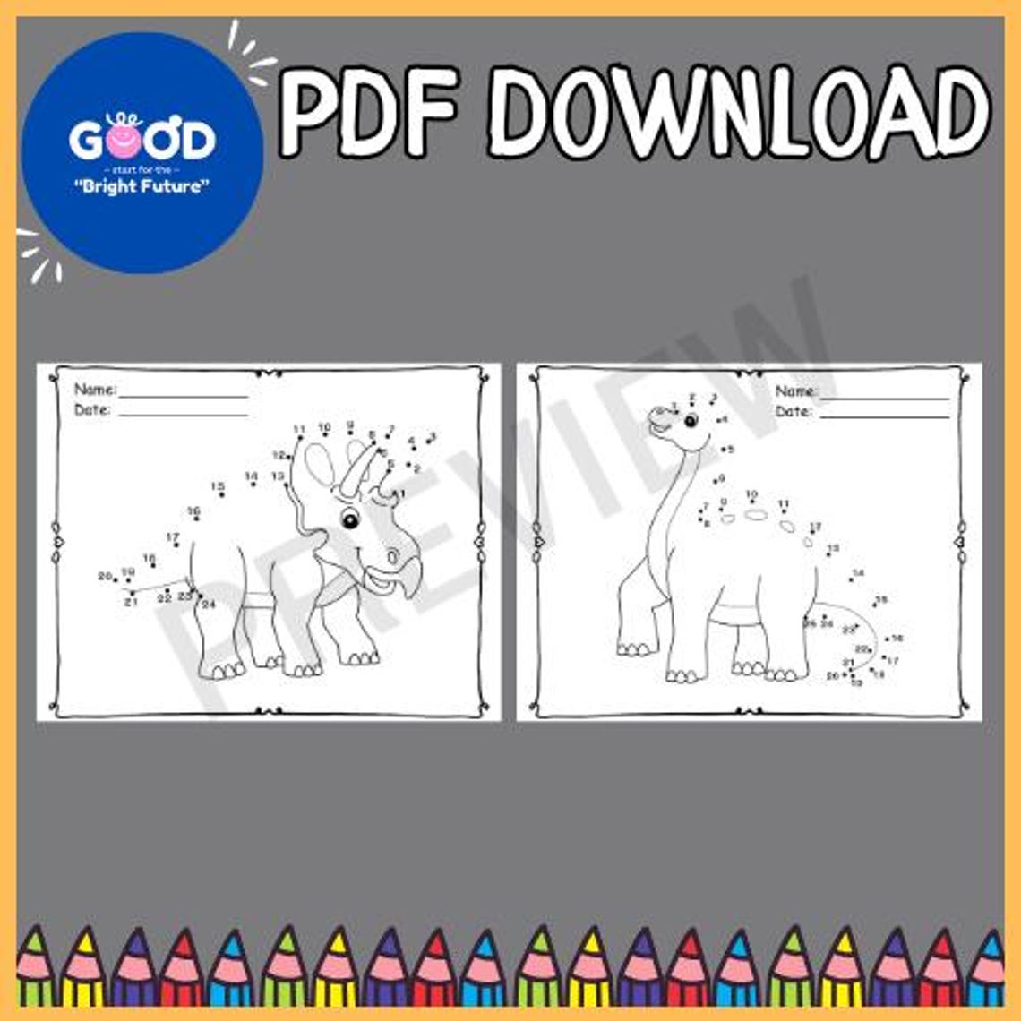 Dinosaur Dot to Dot Coloring Pages: Math Activity Sheets (PDF) - Etsy