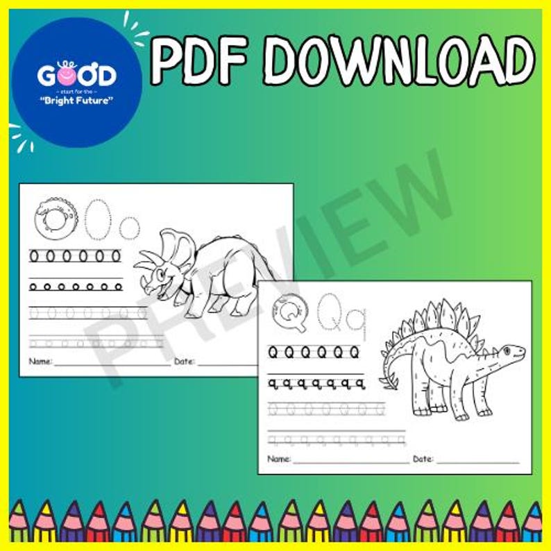 Dinosaur Coloring Pages A-Z: Alphabet Tracing Worksheets (PDF) - Etsy