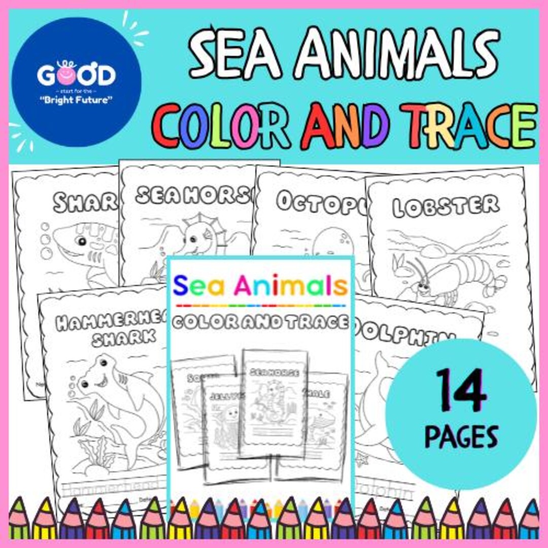 Sea Animals Coloring Pages, Alphabet Tracing, Word Practice Worksheets ...
