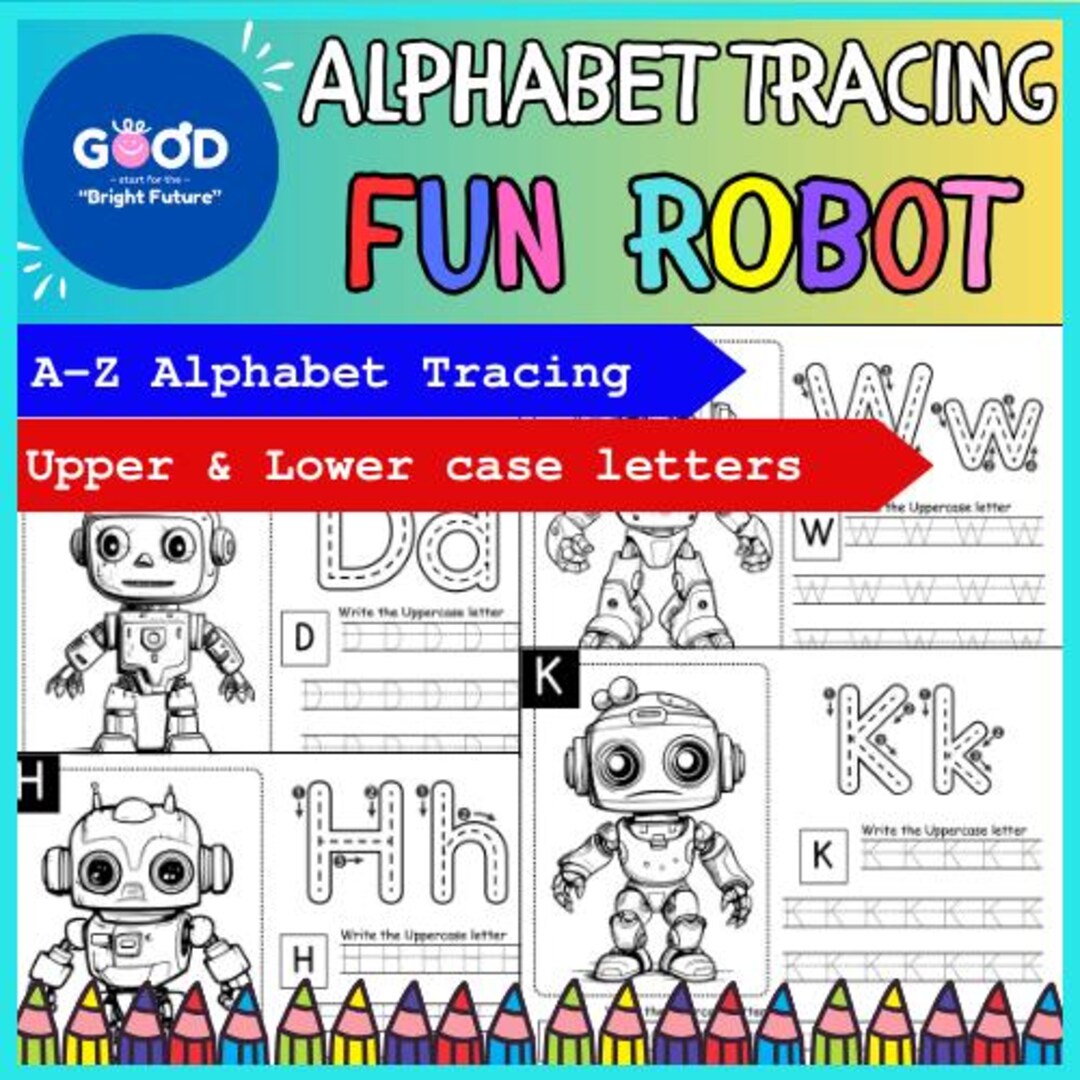 A-Z Robots Coloring Pages, Alphabet Tracing, Handwriting Practice ...