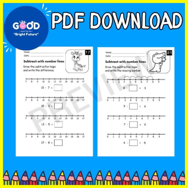 Addition & Subtraction Worksheets: Counting Practice With Animals (PDF ...