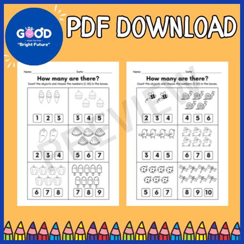 Number 1 to 10 Counting Practice Worksheets, Kindergarten Math ...