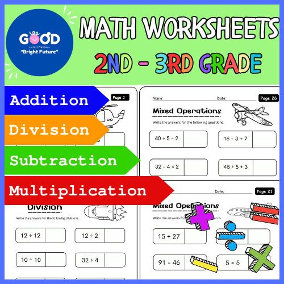 2nd & 3rd Grade Math Fact Fluency Computation Worksheets, Addition ...