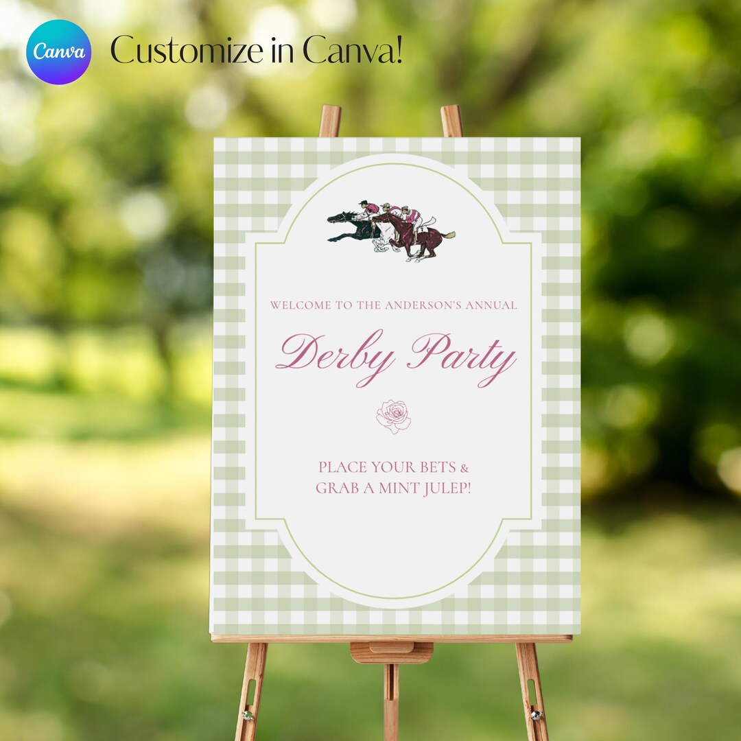 Kentucky Derby Party Welcome Sign, Canva Template for Digital Download ...