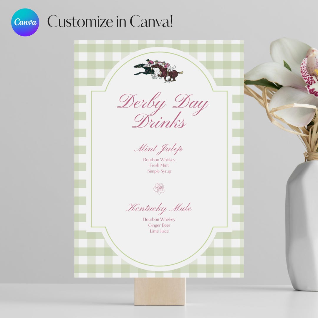 Kentucky Derby Party Cocktail Menu, Customize in Canva, Derby Day ...