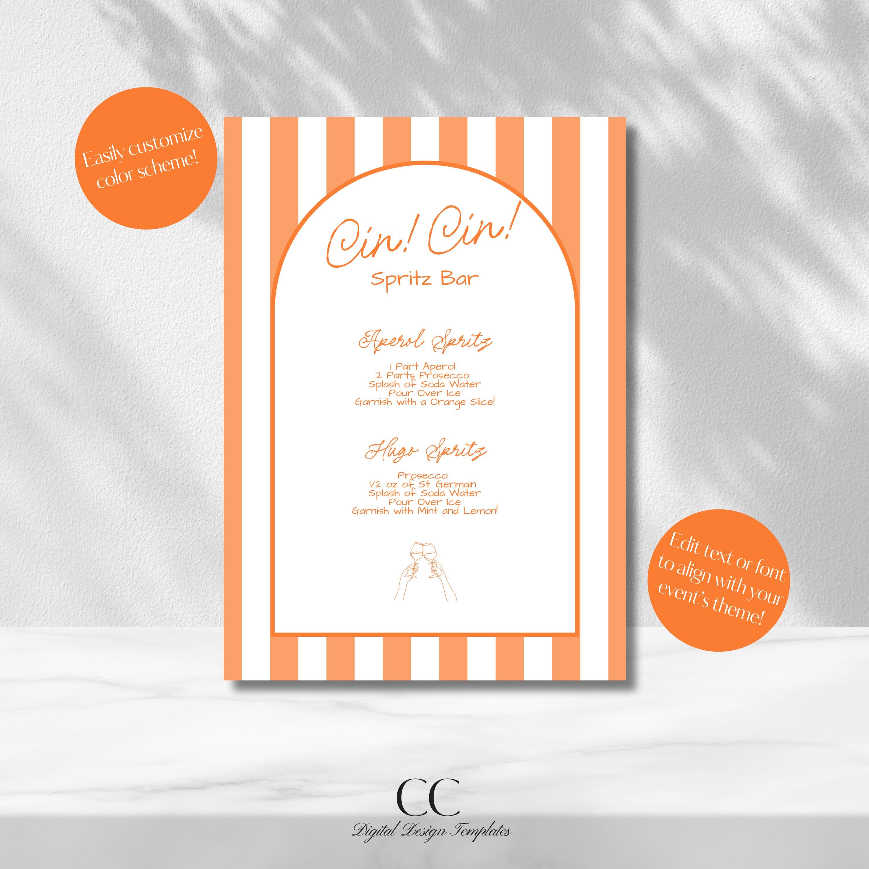 Aperol Spritz Station Sign Canva Template, Italian-inspired Drink Menu ...