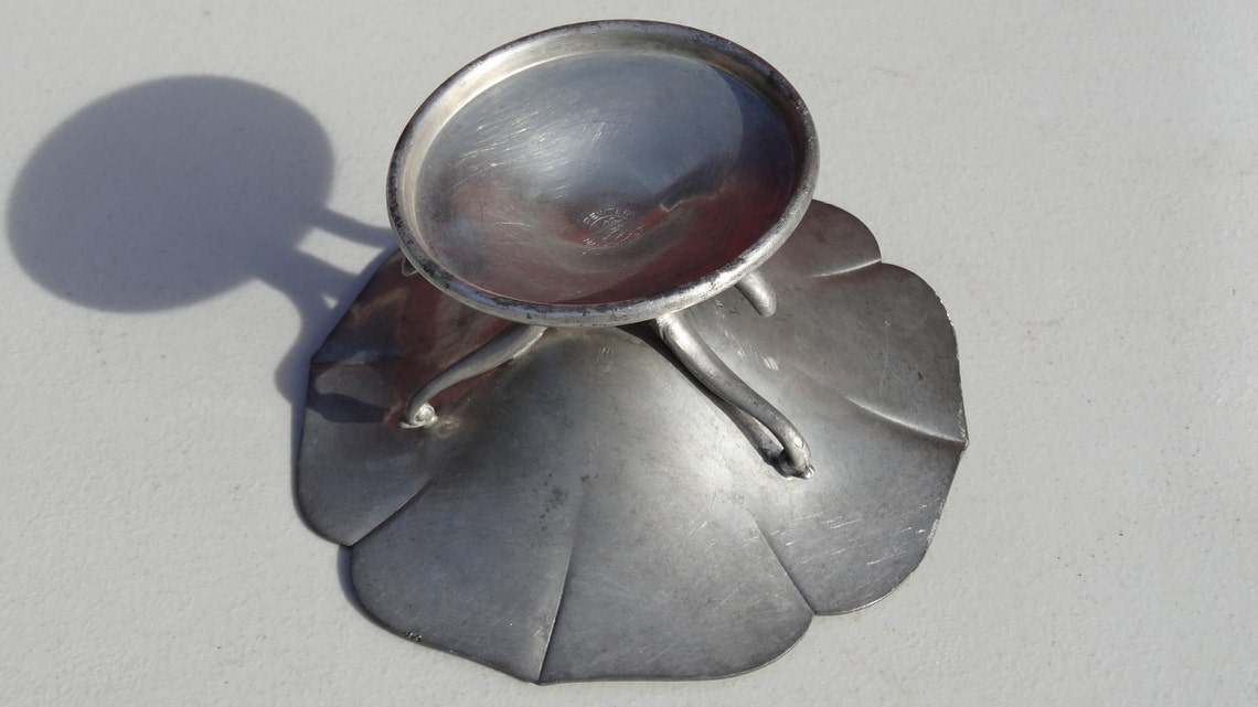 Pewter Stemmed Candy Dish With Horns For Legs Made In Usa 1909 Etsy