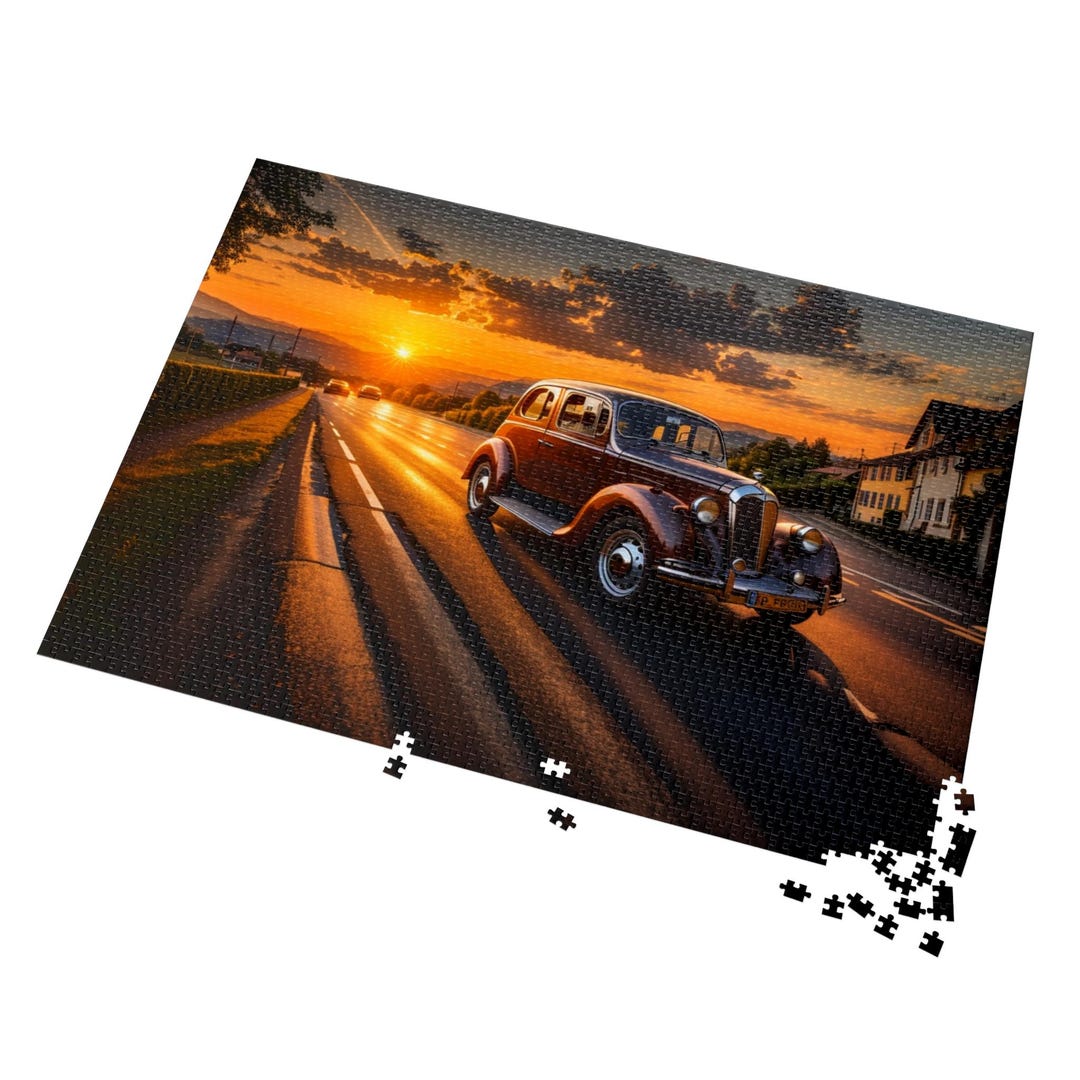 Vintage Car Jigsaw Puzzle With Tin - Nostalgic Artwork for Family Fun ...