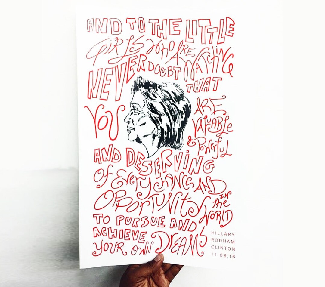Hillary Rodham Clinton Letterpress Print - Etsy