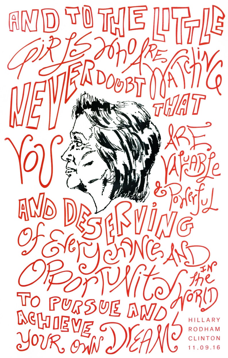 Hillary Rodham Clinton Letterpress Print - Etsy