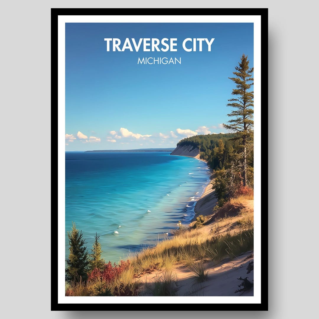 Traverse City Michigan Poster – Grand Traverse Bay Art Print - Etsy