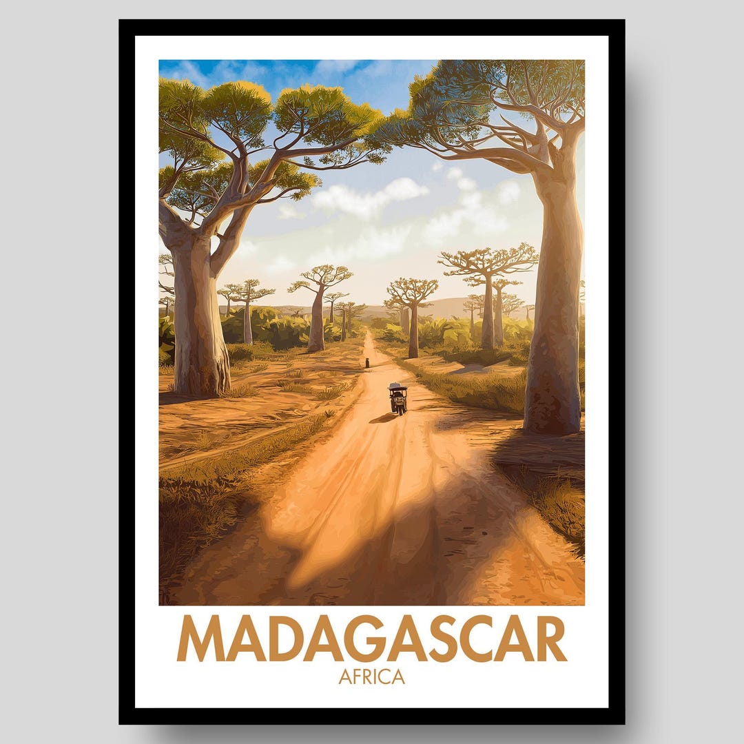 Madagascar Travel Poster – Baobab Trees, African Landscape - Etsy