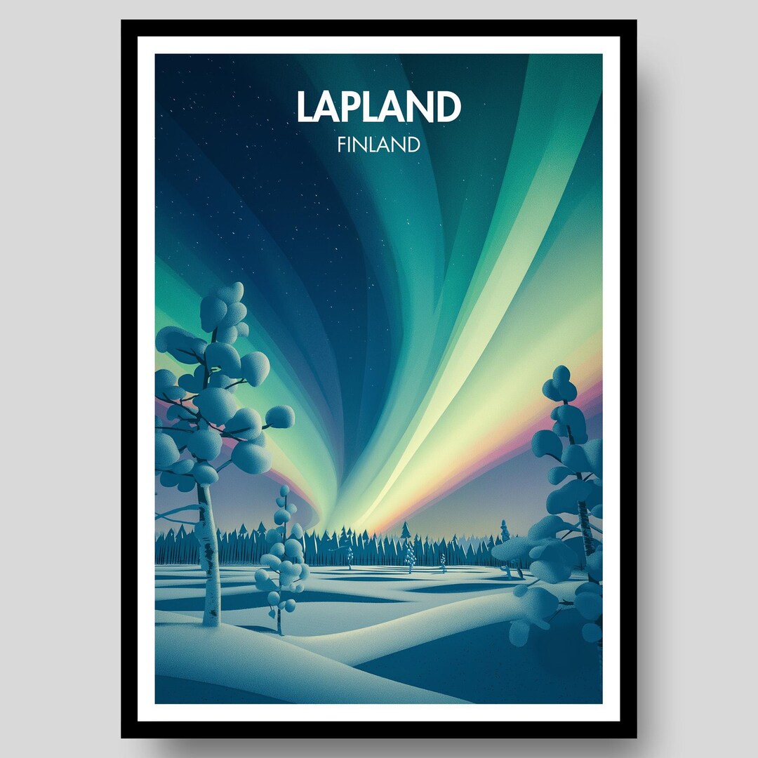 Lapland Poster - Northern Lights Poster - Finland Poster - Lapland ...