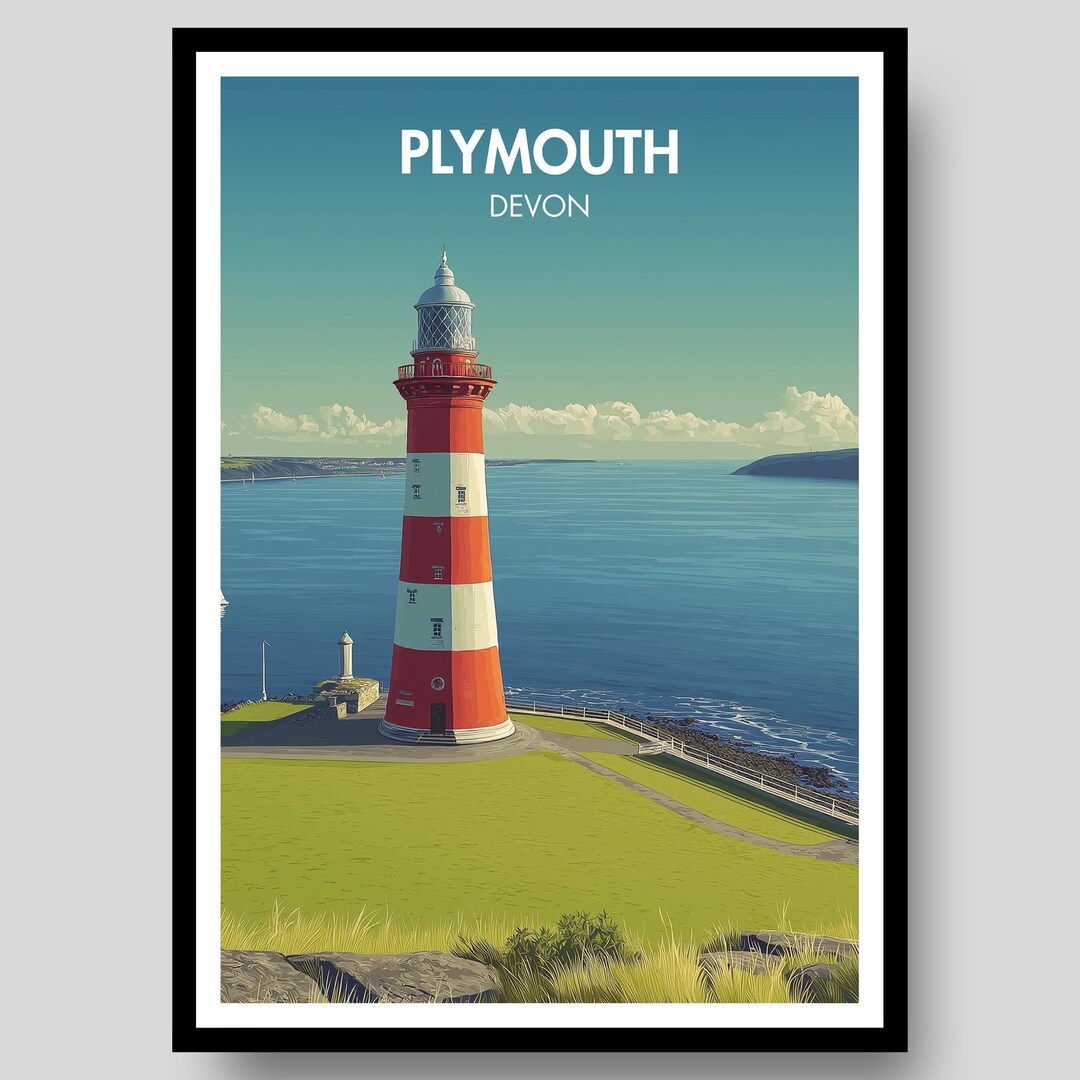 Plymouth Poster - Smeaton's Tower Poster - Devon Wall Art - Plymouth ...