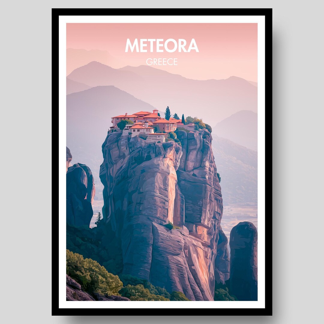 Meteora Poster - Greek Poster - Meteora - Greece - Meteora Wall Art ...