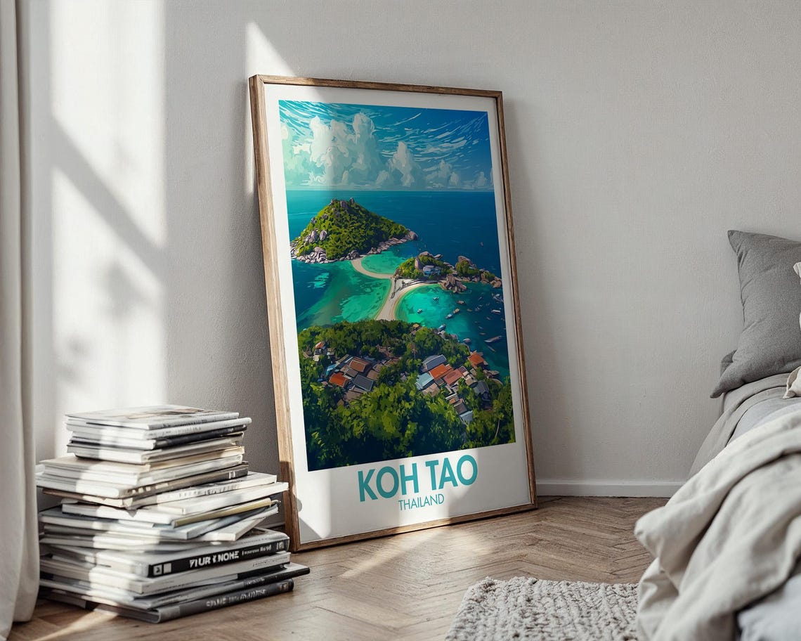 Koh Tao Thailand Travel Poster – Tropical Island Art - Etsy