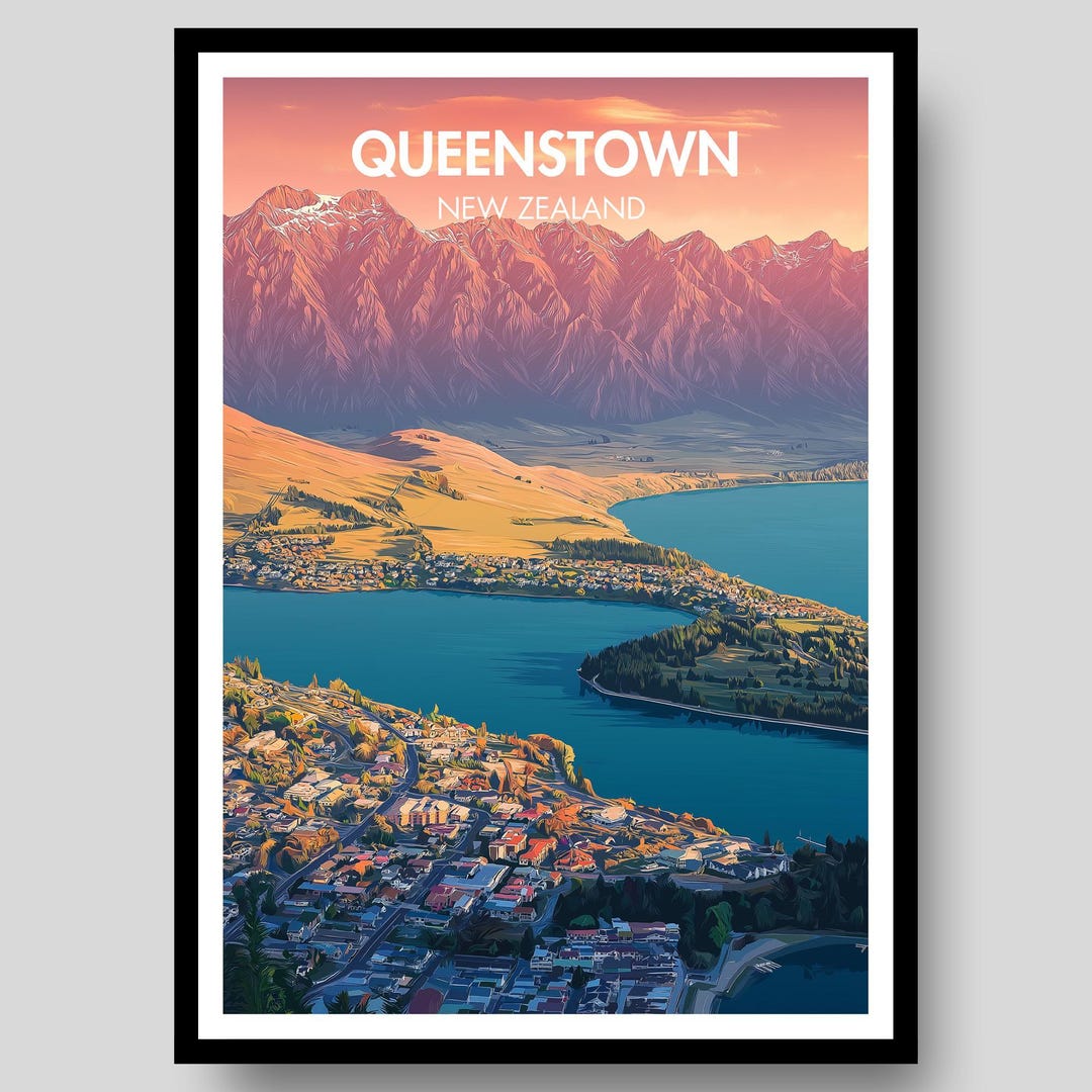 Queenstown Poster - New Zealand Poster - Queenstown - New Zealand Art ...