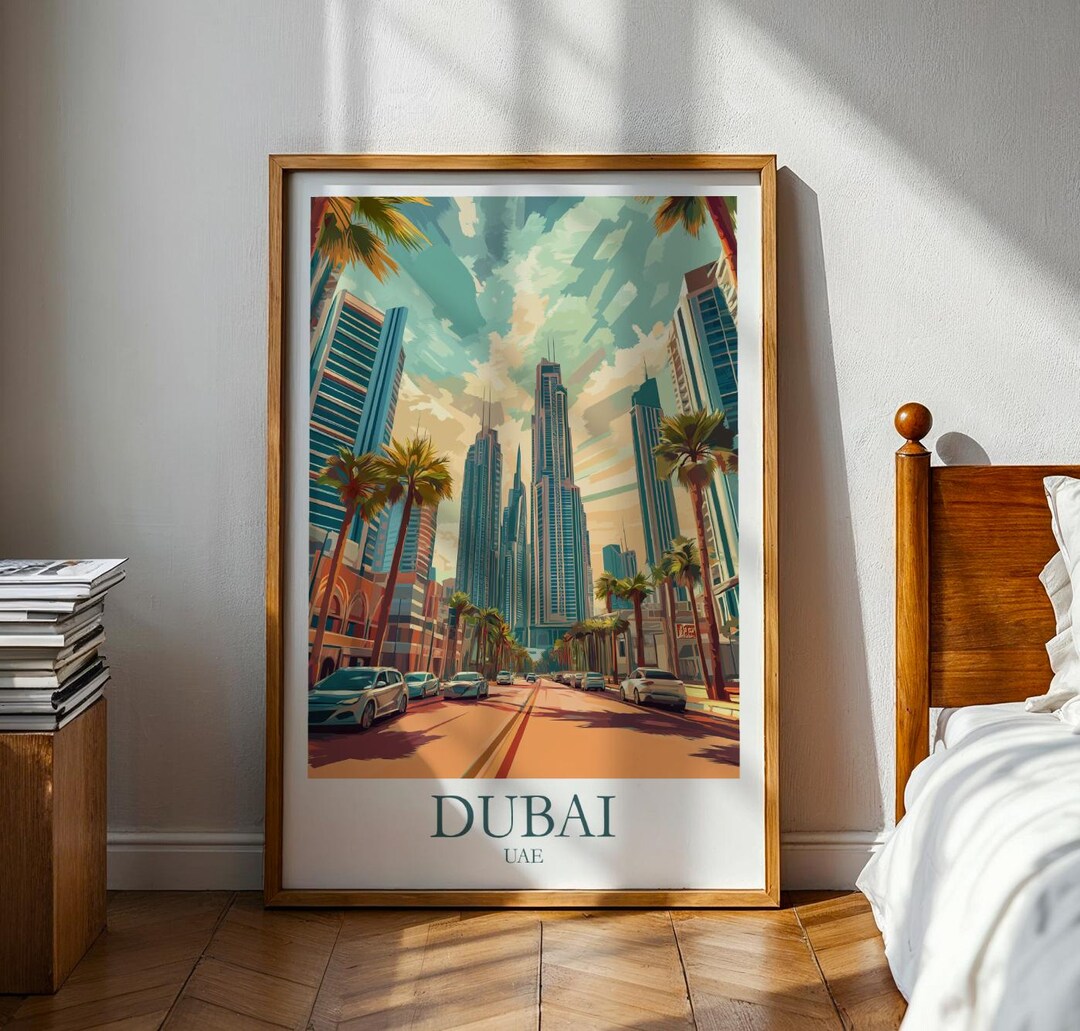 Dubai Travel Poster - UAE Wall Art - Dubai Art - Vacation Poster - Gift ...