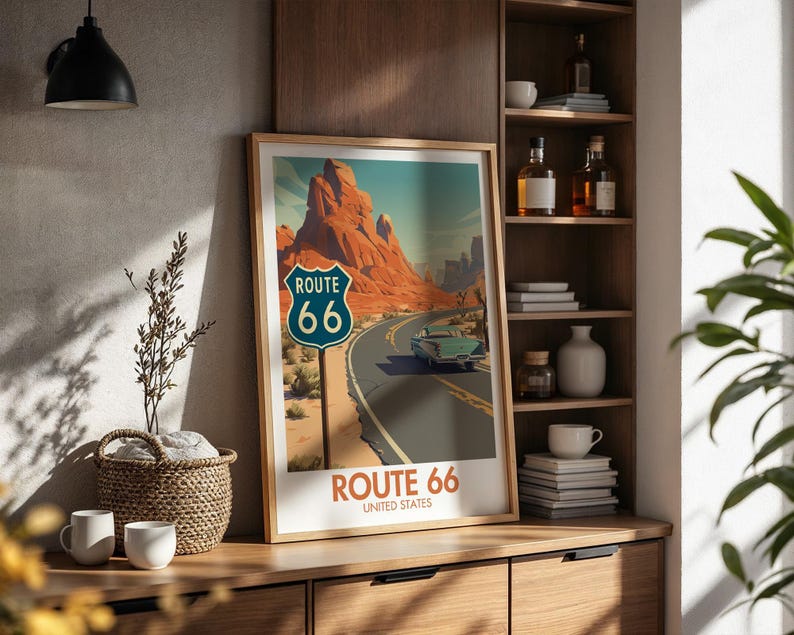 Route 66 Poster - Route 66 - Route 66 Print - Route 66 Wall Art - Route ...