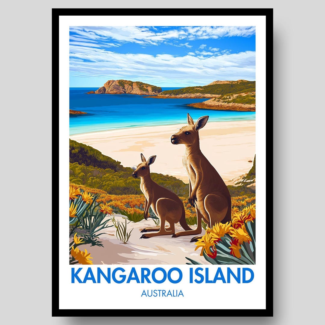 Kangaroo Island Travel Poster – Australian Wildlife Art Print - Etsy