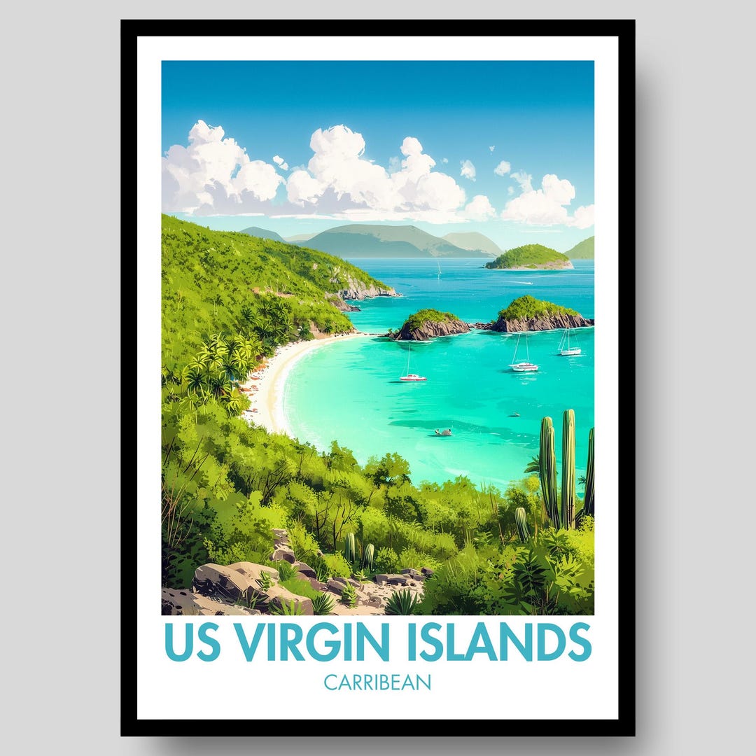 US Virgin Islands Poster - Caribbean Poster - US Virgin Islands Print ...