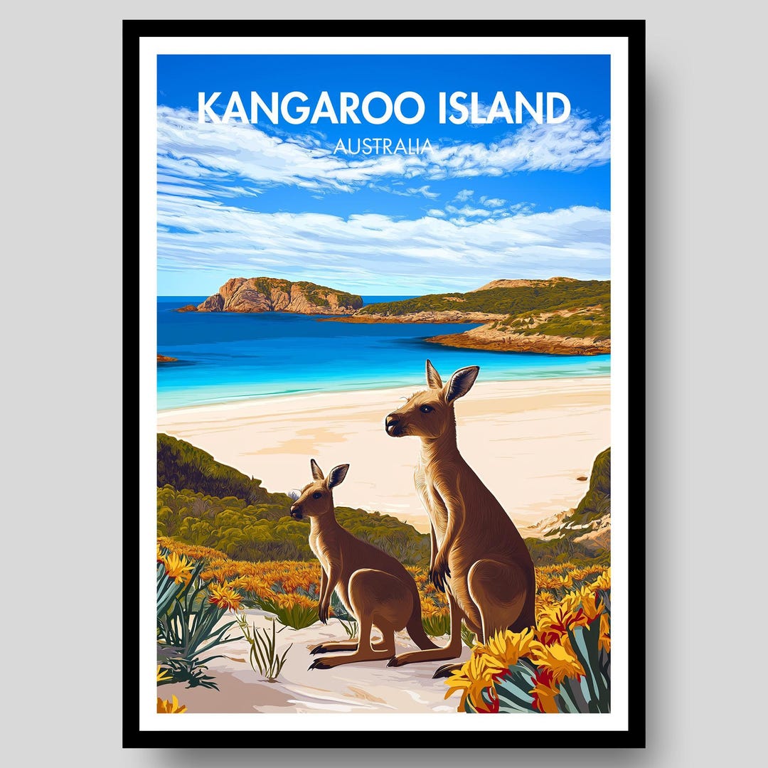 Kangaroo Island Travel Poster – Australian Coastal Art - Etsy