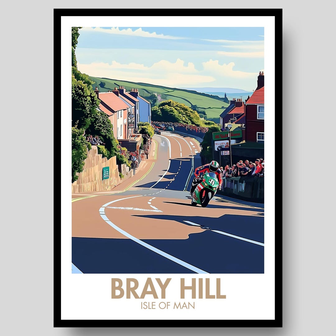Bray Hill Poster - Isle of Man Poster - Isle of Man TT - Motorbike ...